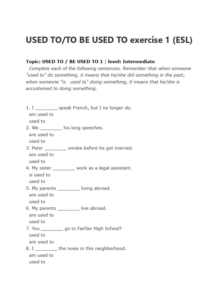Used To A-E | PDF