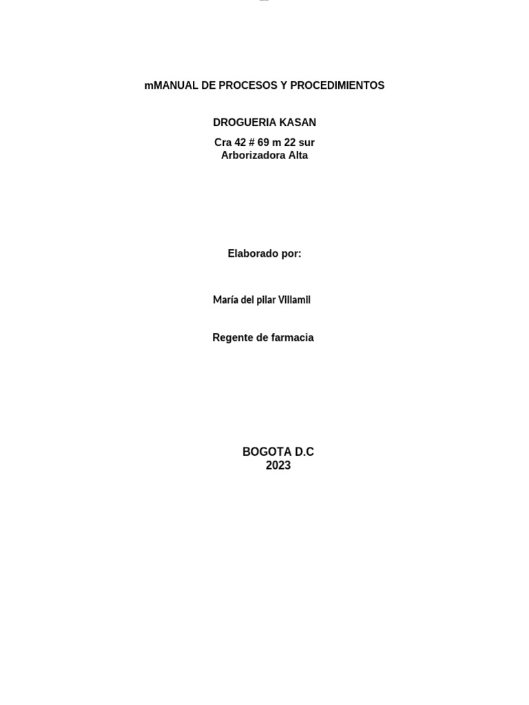 Manual de Procesos y Procedimientos | PDF