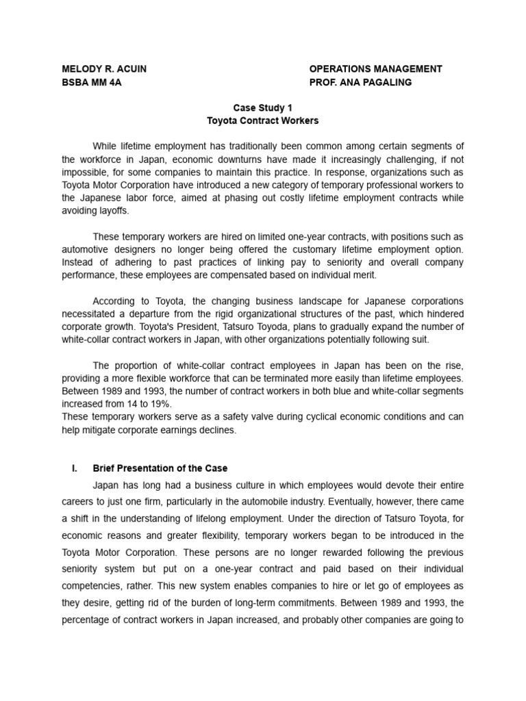 Toyota's Shift to Contract Employment | PDF | Employment | Business