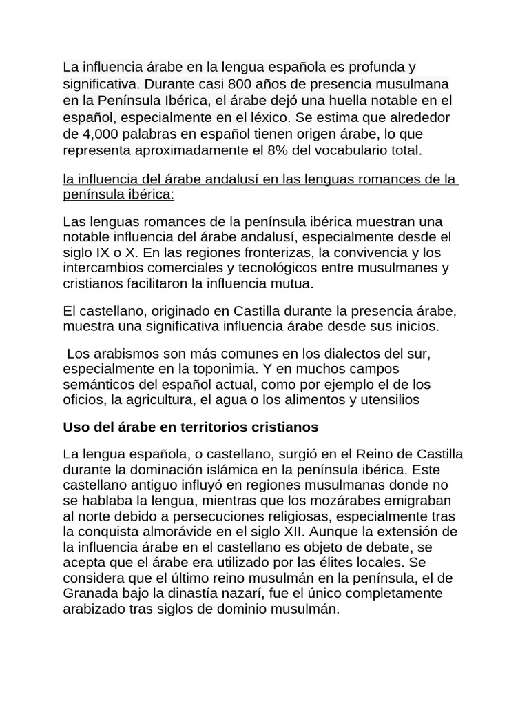 La Influencia Árabe Resumen Final | PDF