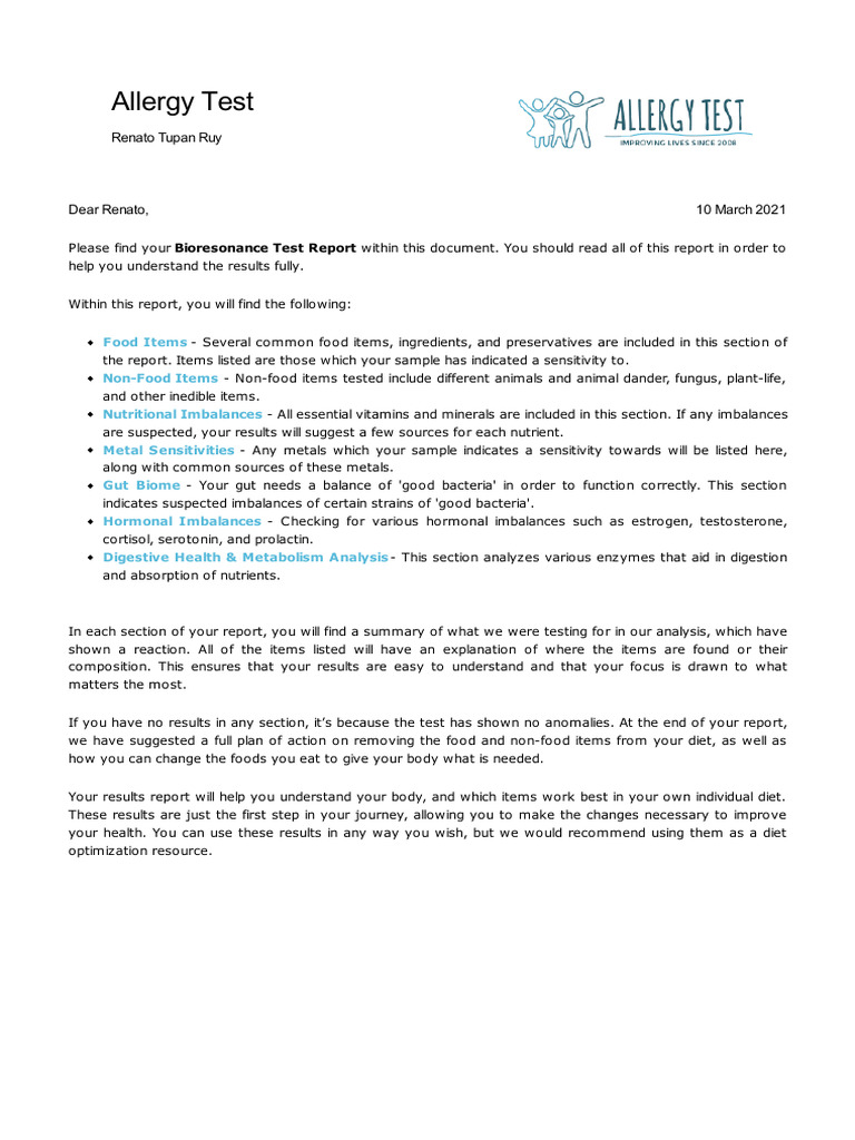 allergy test | PDF