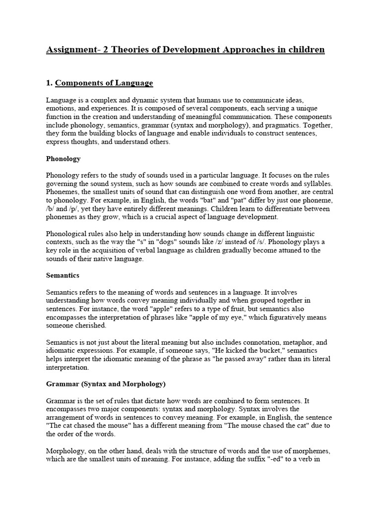 Assignment - 2 Theories of Development Approaches in Children | PDF | Language Development ...