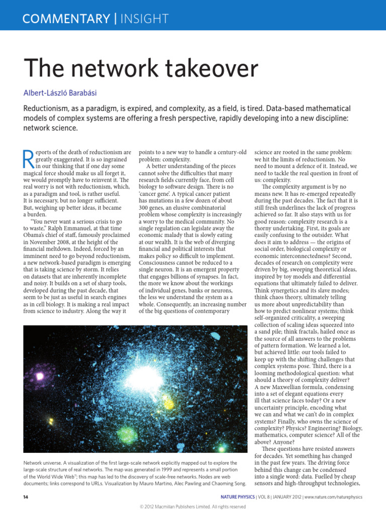 Barabasi 2012 the Network Takeover | PDF