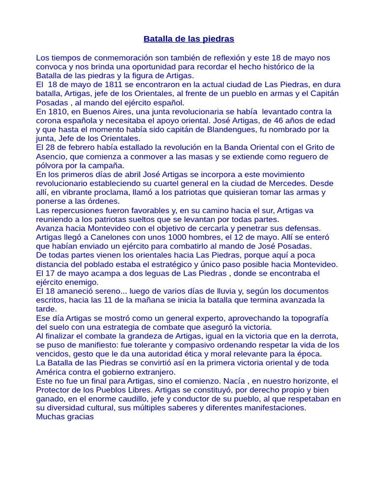 Batalla de Las Piedras | PDF