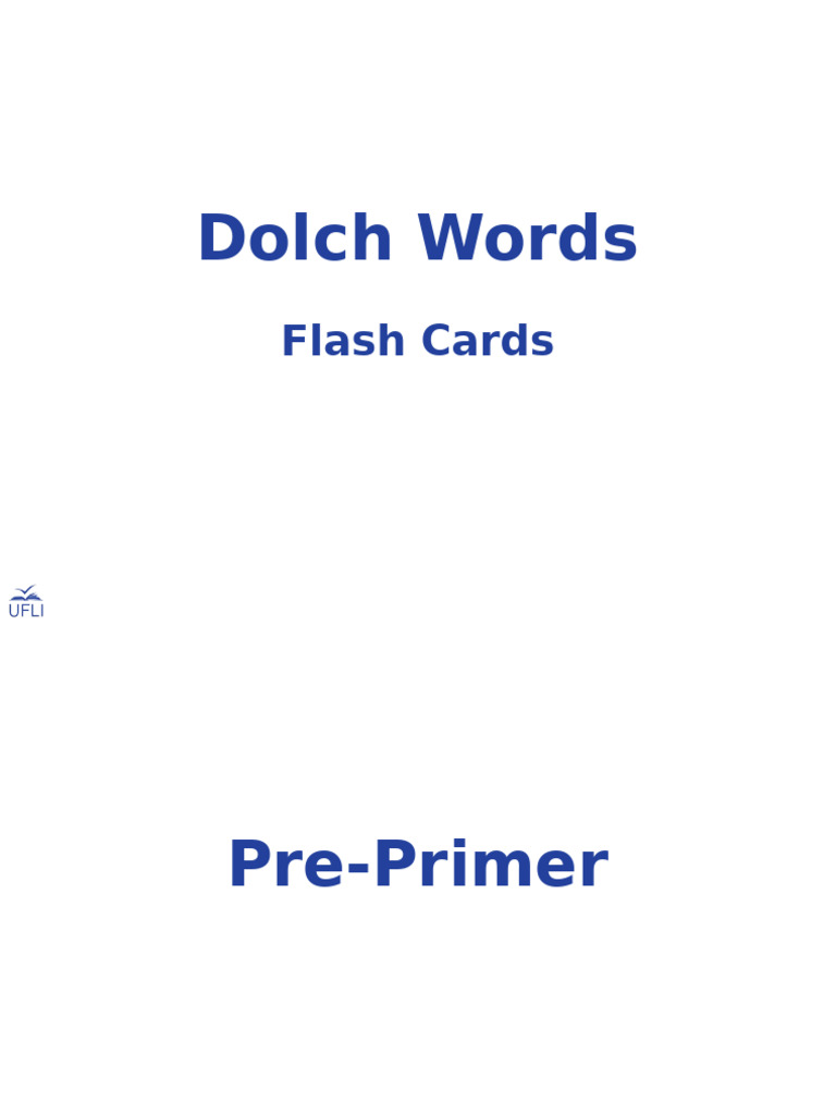Dolch Words Flash Cards | PDF