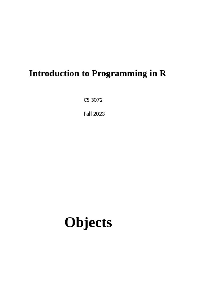 Week 3 Introduction To Programming in R | PDF