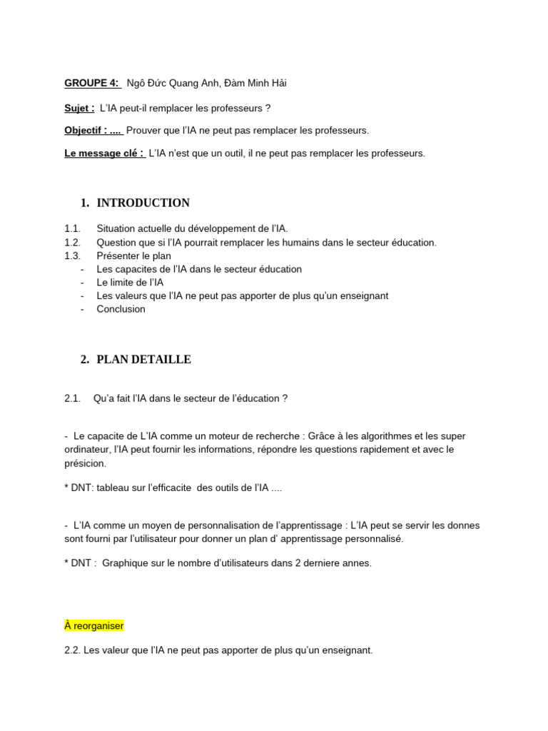 Plan Detaille Groupe 4 | PDF
