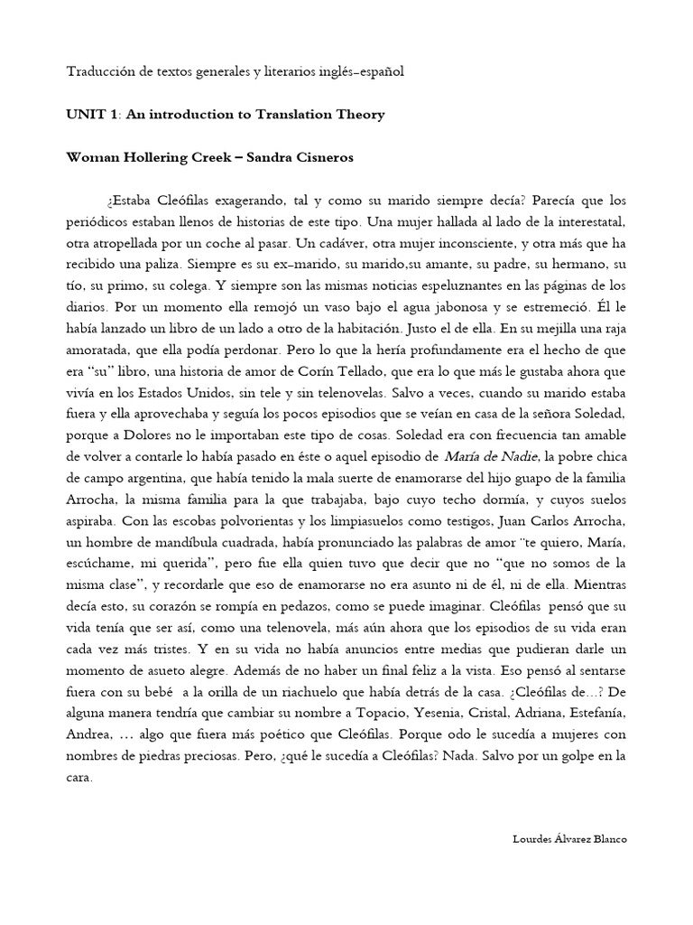 Woman Hollering Creek | PDF | Poetry