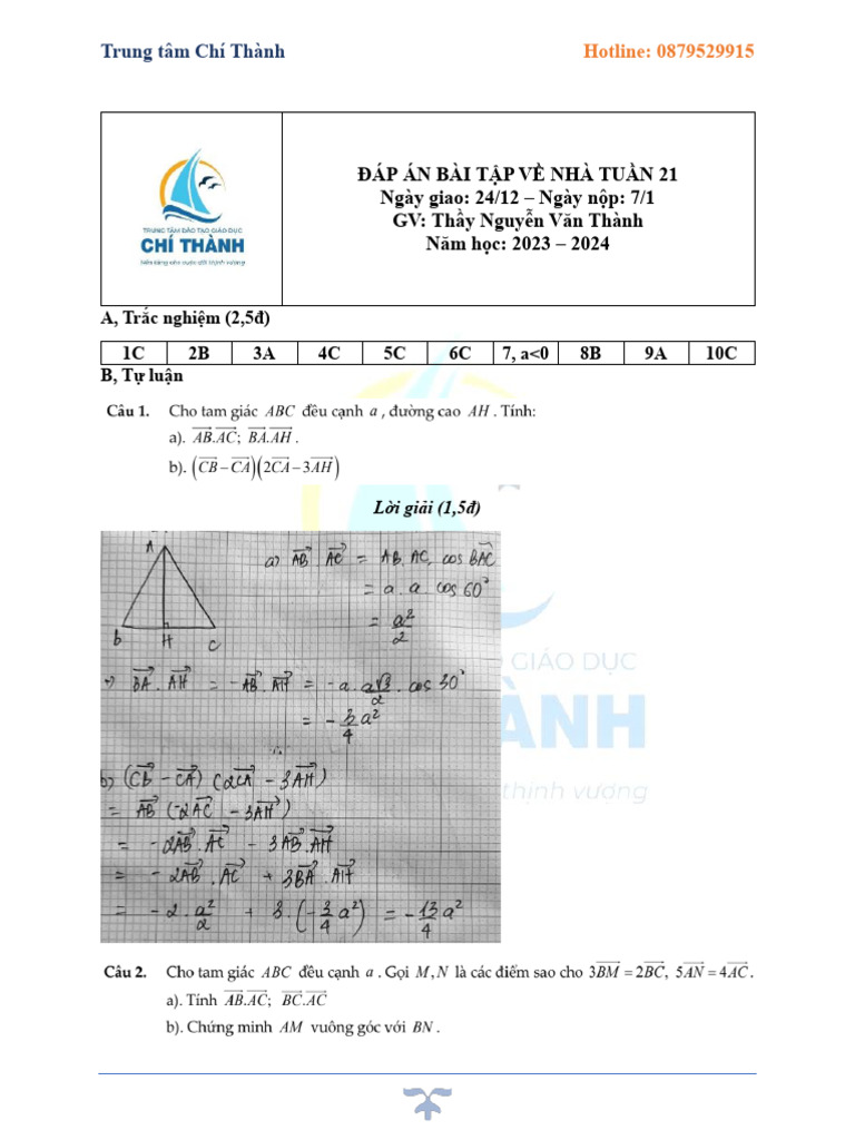 10TON - Đáp án btvn tuần 21 | PDF