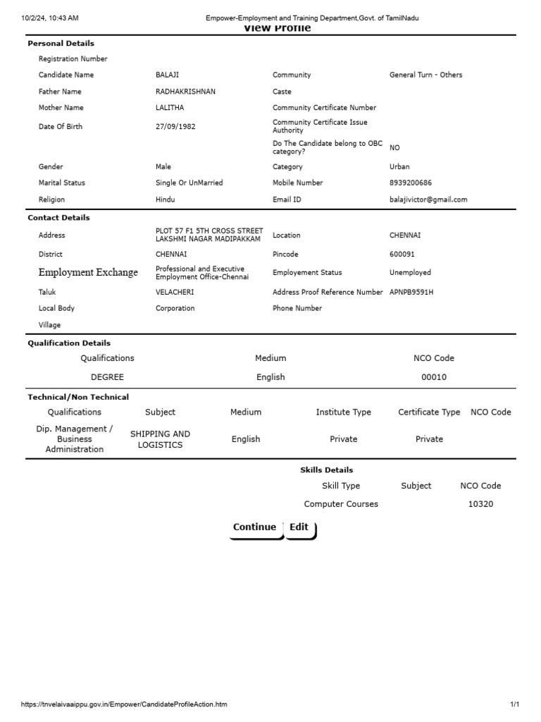Empower-Employment and Training Department, Govt. of TamilNadu | PDF