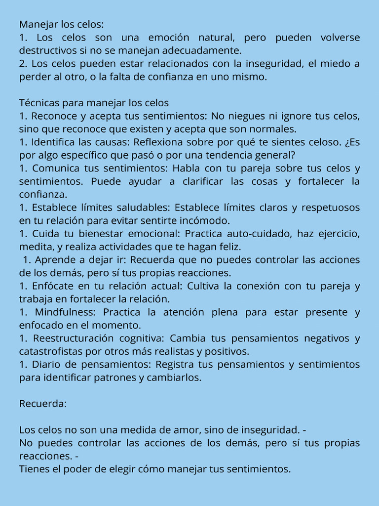 Herramientas Psicologica Celos 2 | PDF