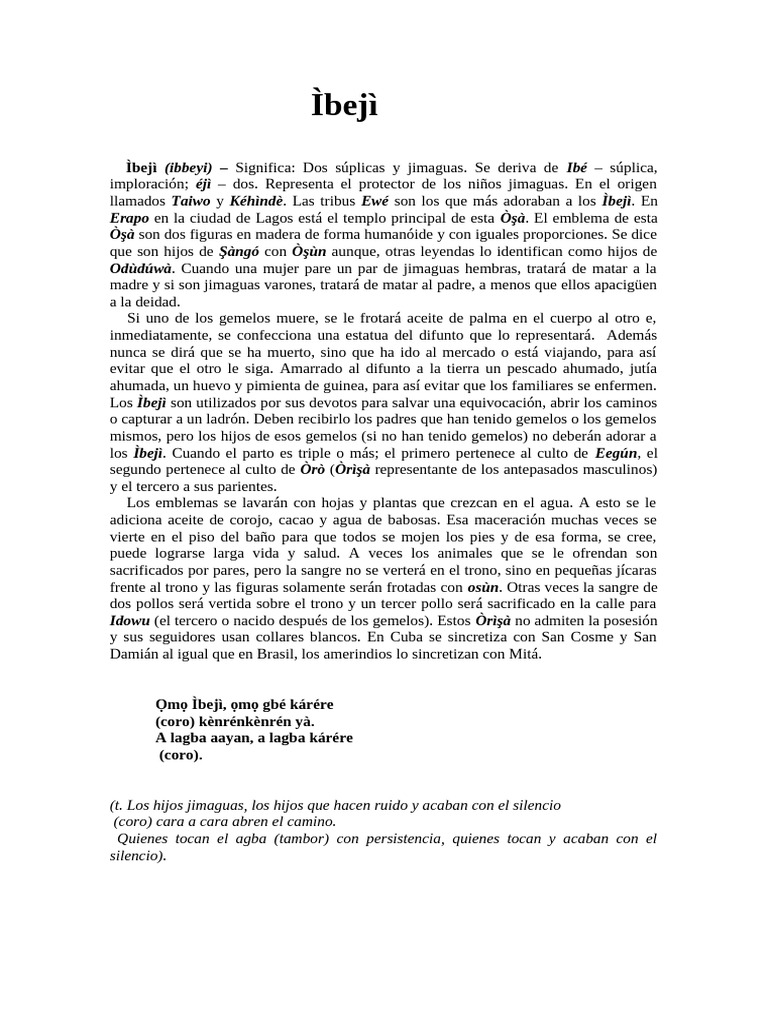 Ìbejì | PDF