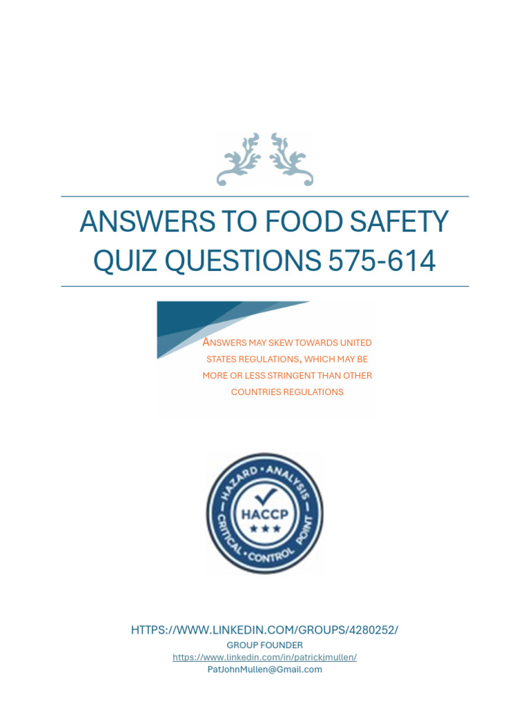 Food Safety Q&A | PDF