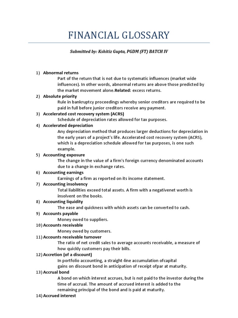 Essential Financial Terms Explained | PDF