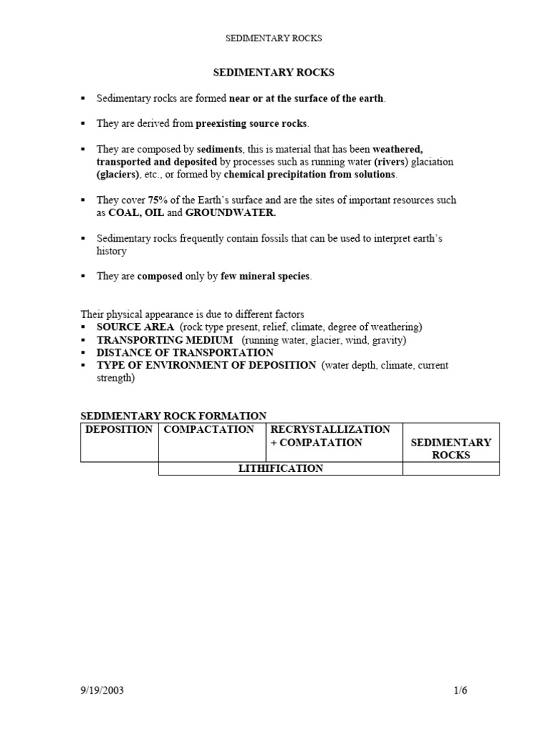 Sedimentary Rocks 1 | PDF