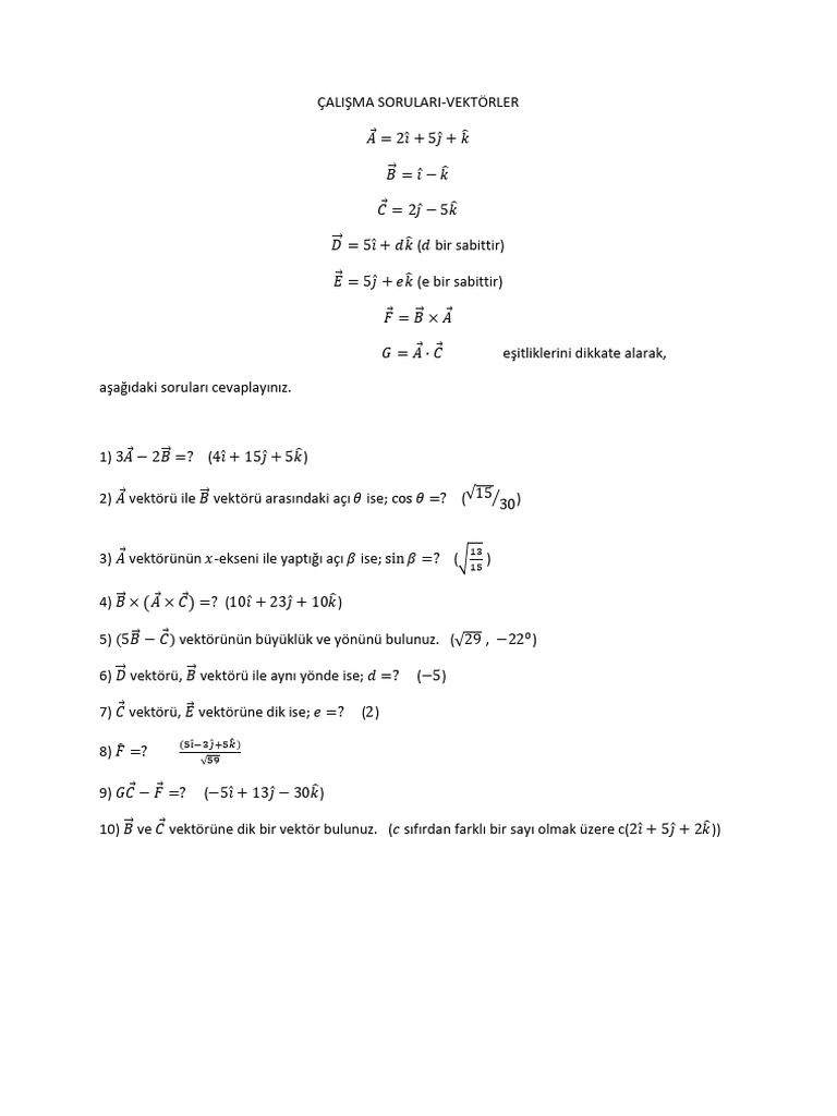 1 CalismaSorulari Vektorler | PDF