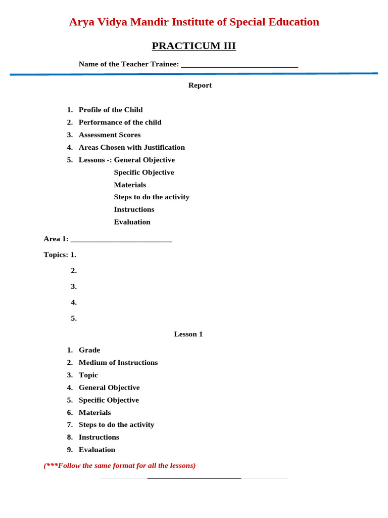 Format of Practicum III | PDF | Career & Growth