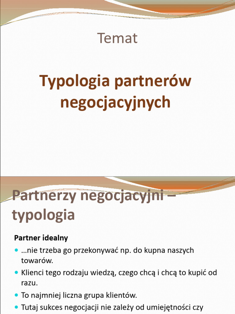 Negocjacje Typologia Partnerów | PDF