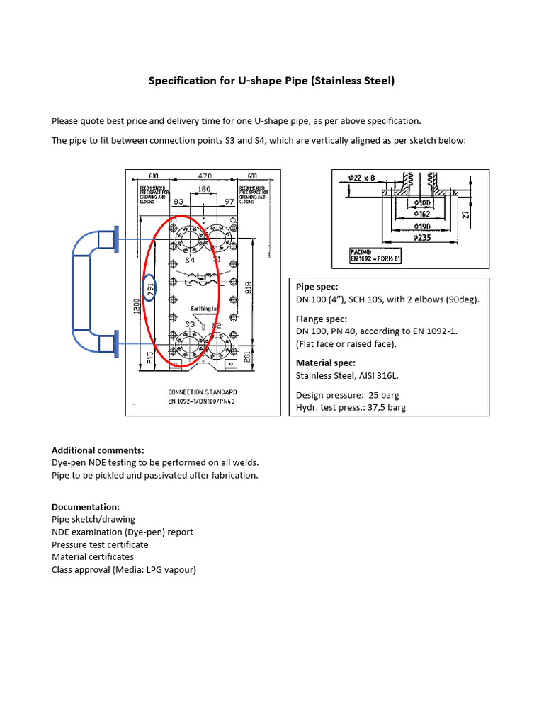 Specification For U-Shape Pipe | PDF