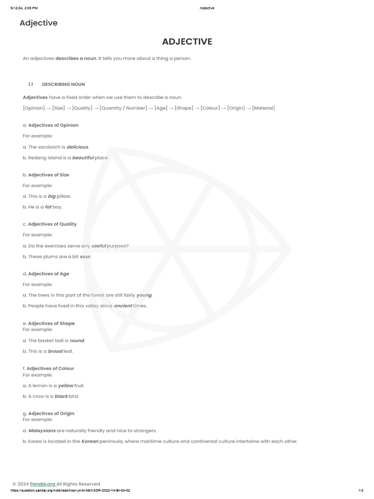 Adjective Pdf