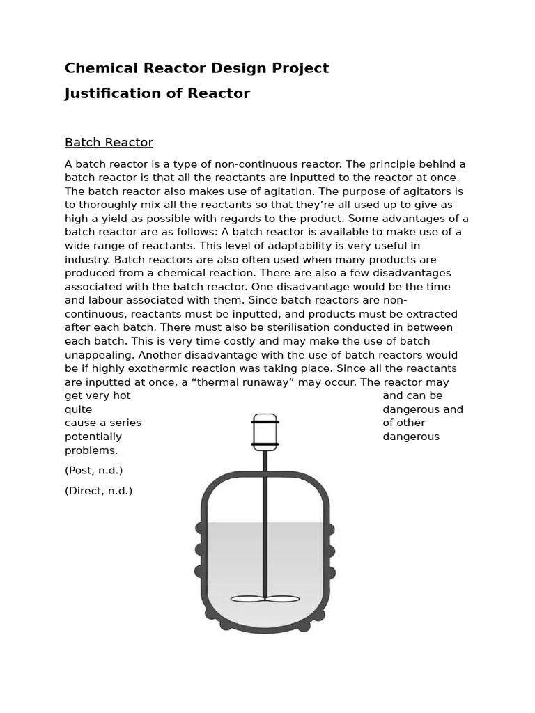 Chemical Reactor Design Project | PDF