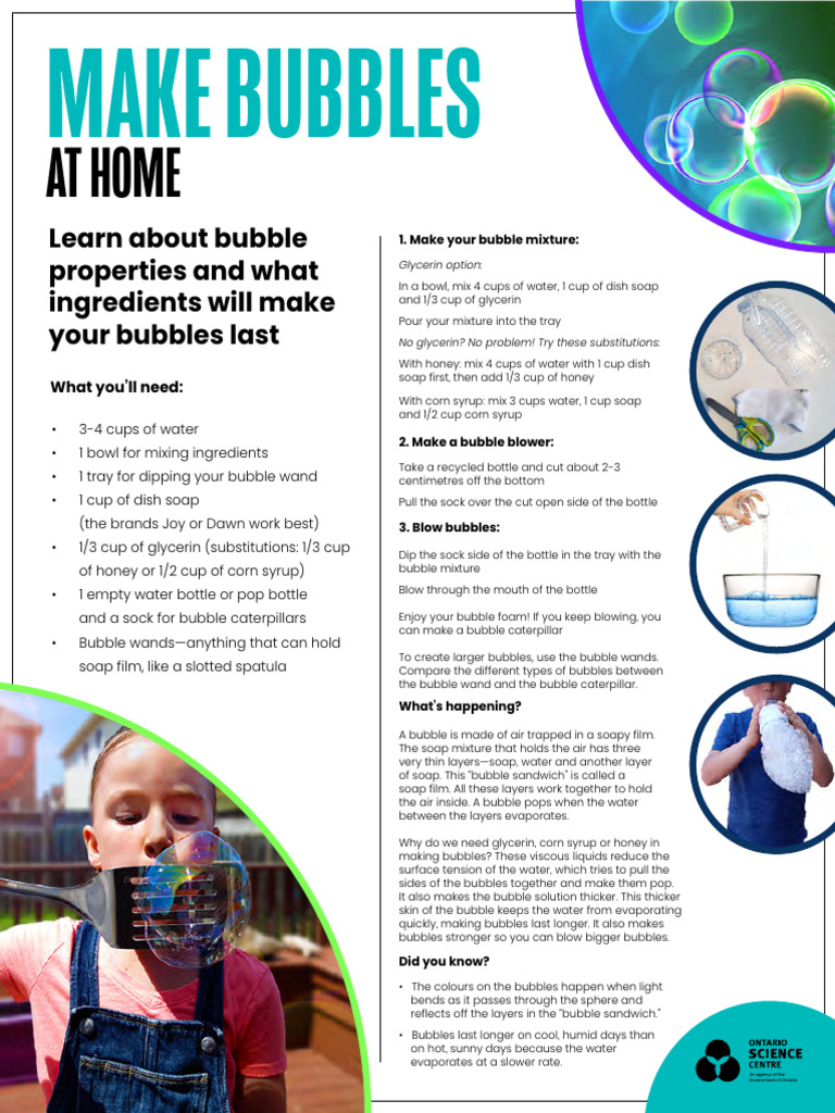 Make Bubbles at Home | PDF | Honey | Cooking, Food & Wine