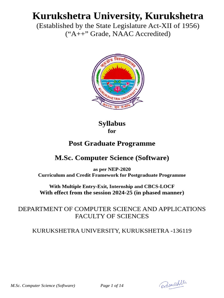 MSC Computer Science Syllabus | PDF