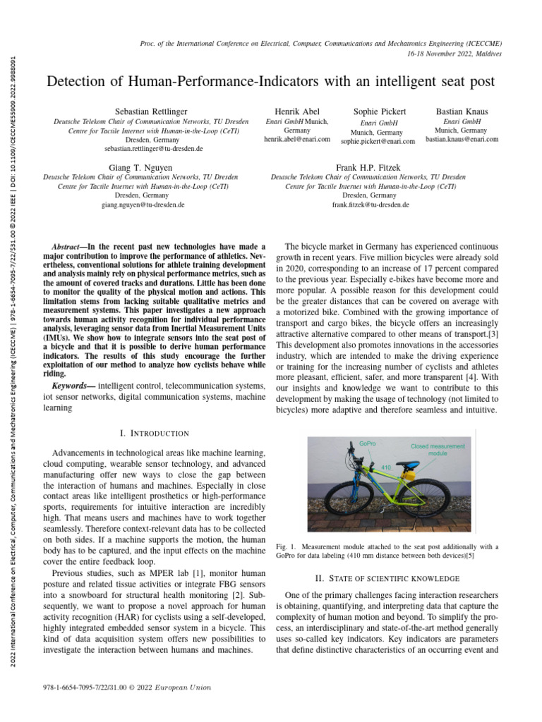 Detection of Human-Performance-Indicators With An Intelligent Seat Post | PDF
