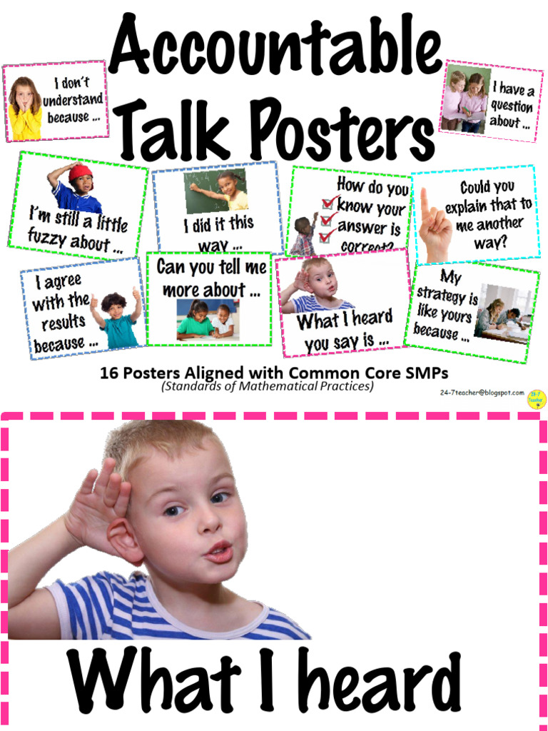 Accountable Talk Posters: 16 Posters Aligned With Common Core Smps | PDF