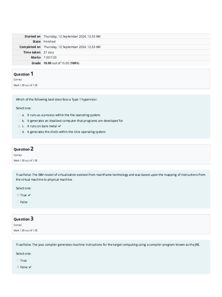 Self-Quiz 4 - Virtual Machine Models | PDF | Games & Activities ...