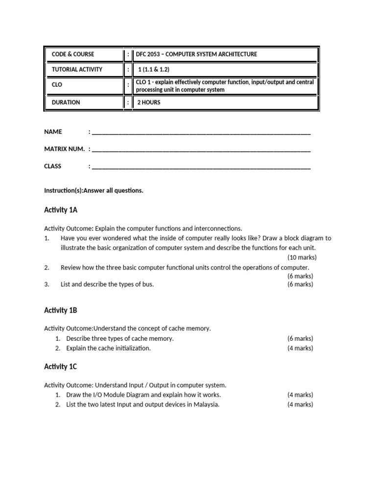 Tutorial Exercise 1 Topic 1 | PDF