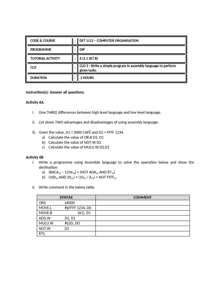 Tutorial Exercise 6 Topic 3 Set B | PDF