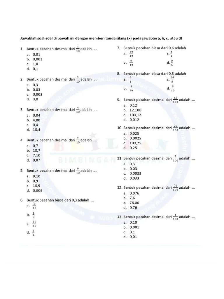 Latihan Soal Pecahan | PDF