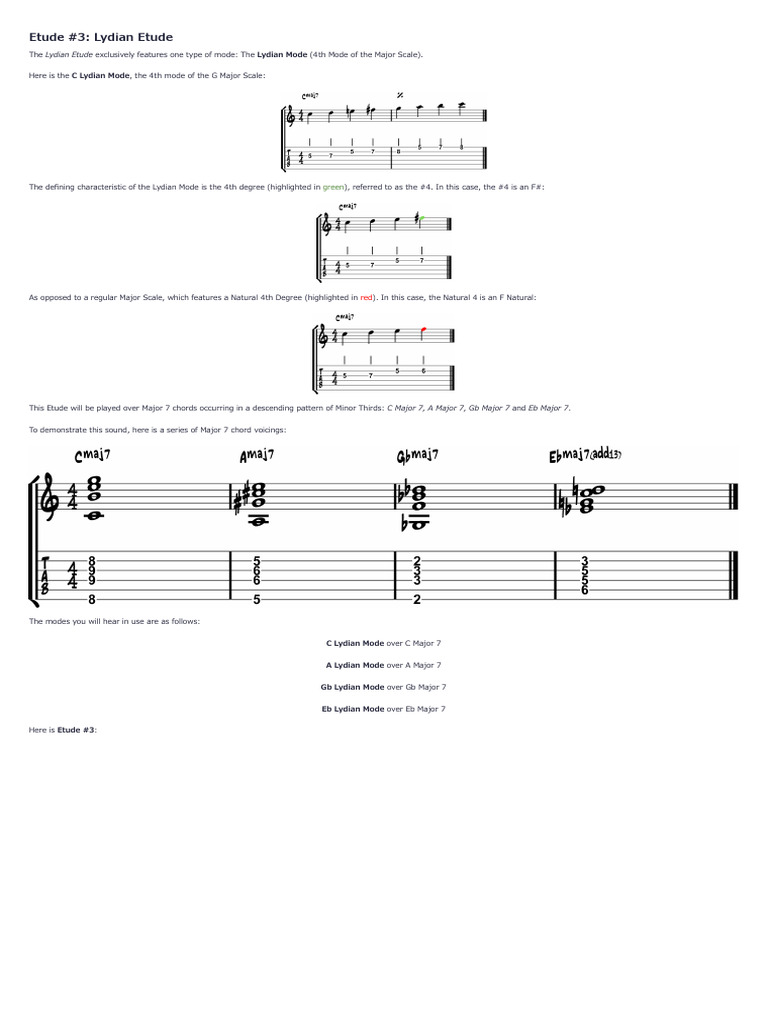 Etude #3 Lydian Etude | PDF