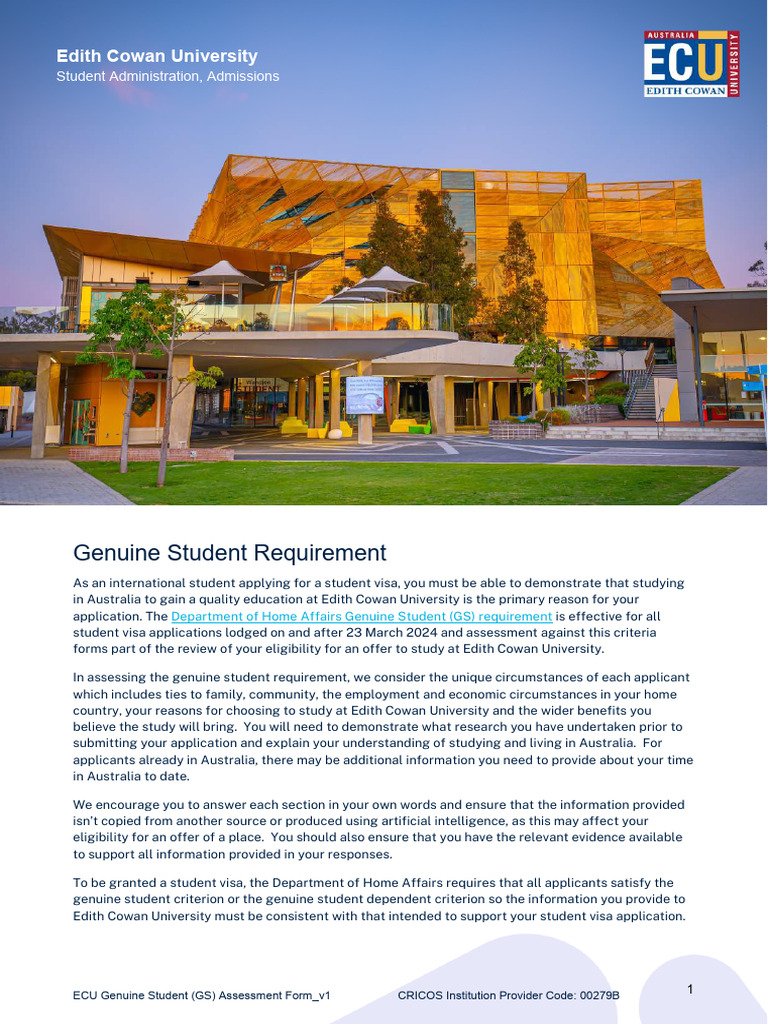 ECU Genuine Student Assessment Form | PDF