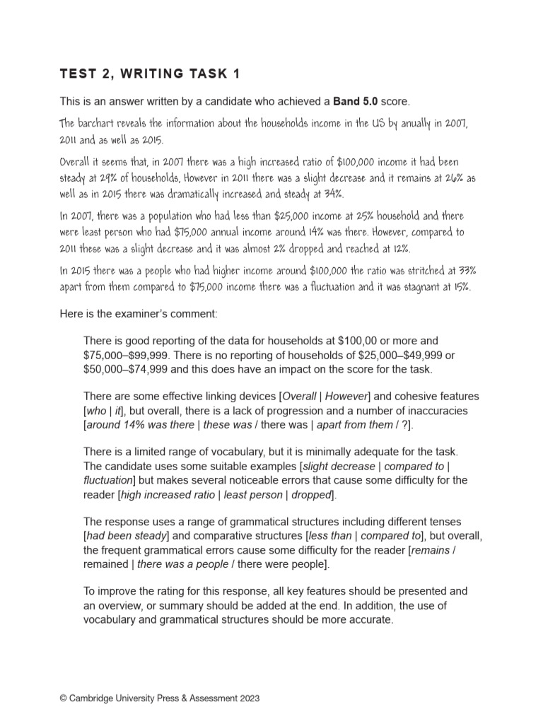 IELTS 18 Academic Test 2 Writing Task 1 Sample Answer (Band 5.0) | PDF