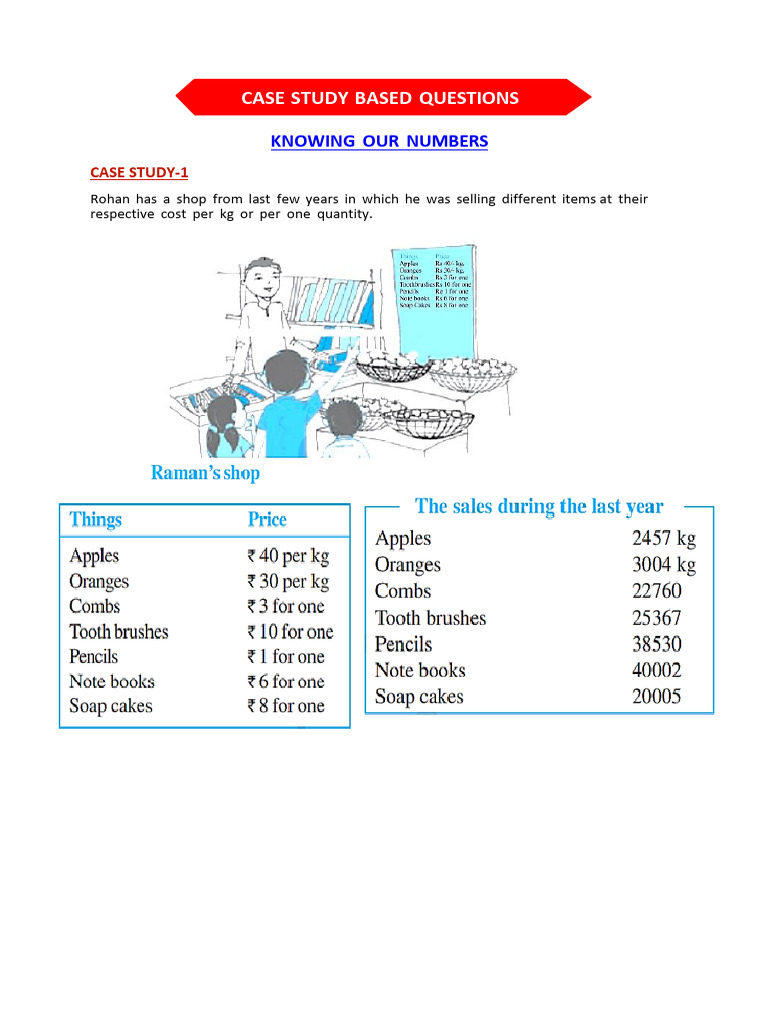 Case Study Based Questions - Grade 6 | PDF