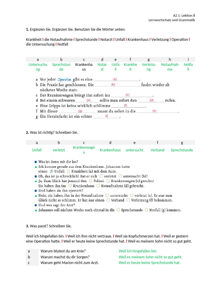 A2.1 Lektion 8 | PDF