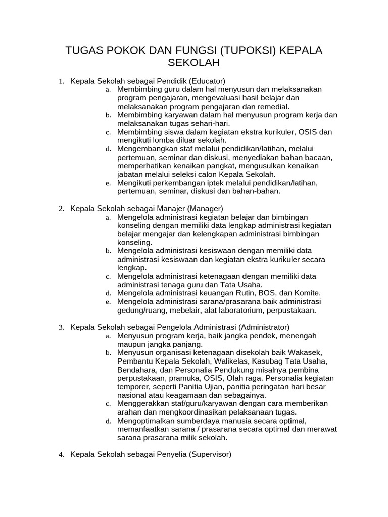 Tupoksi Guru Dan Karyawani | PDF