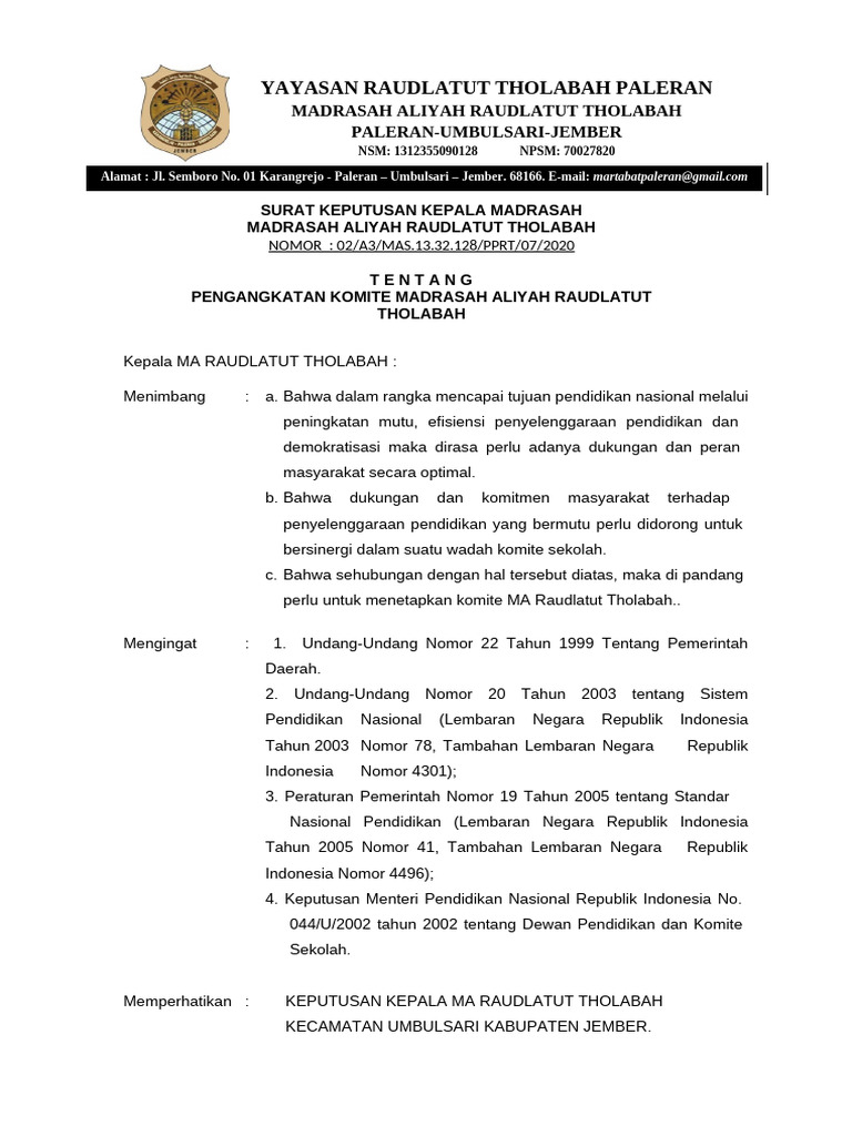 SK Komite PSB 20121 | PDF