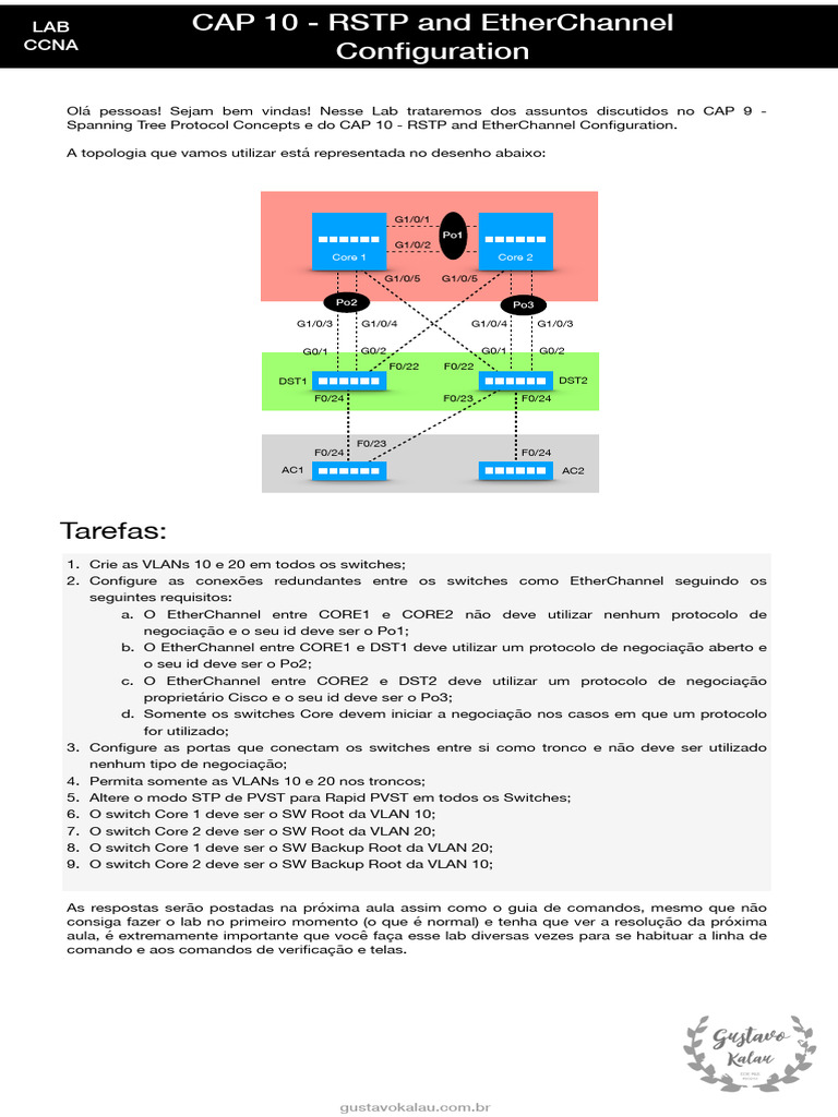 CCNA 200-301 - CAP 10 - RSTP and EtherChannel Configuration | PDF