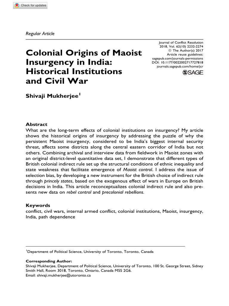 Colonial Institutions On Insurgency | PDF