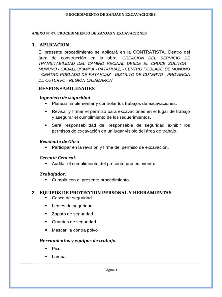 Anexo 07 - SEGURIDAD - Zanjas y Excavaciones | PDF