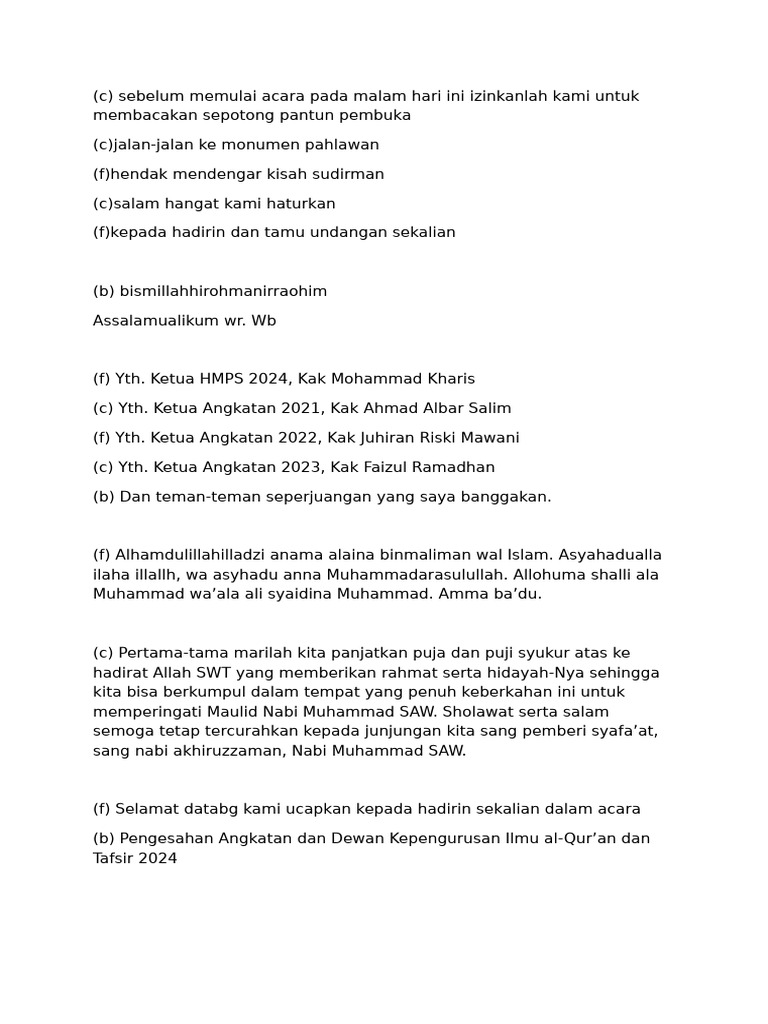 Contoh Teks MC Semi Formal | PDF
