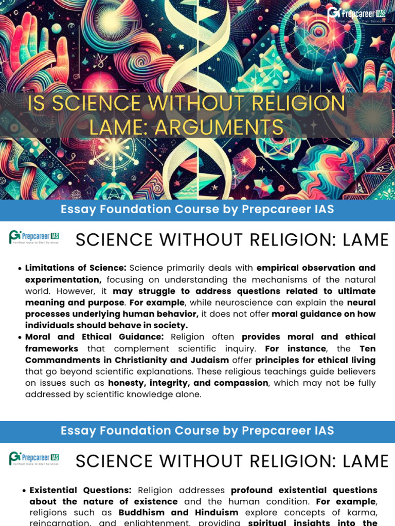 Science Without Religion Is Lame, Religion Without Science Is Blind | PDF