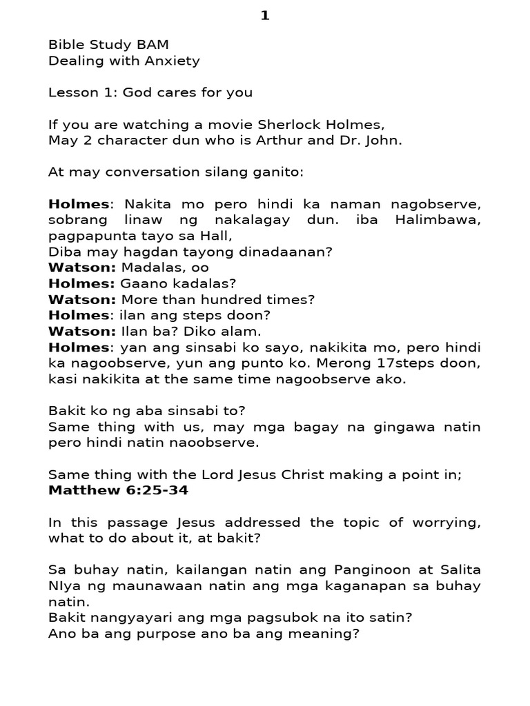 Lesson 1 God Cares For You | PDF