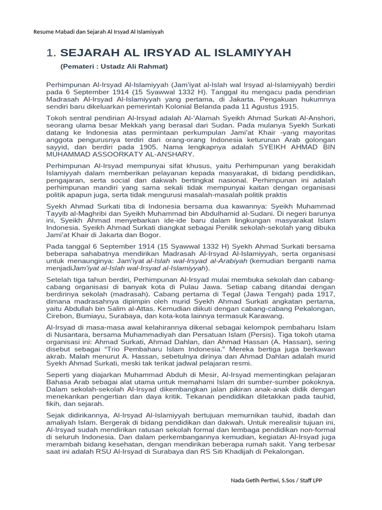 Resume Mabadi Al Irsyad 2 | PDF