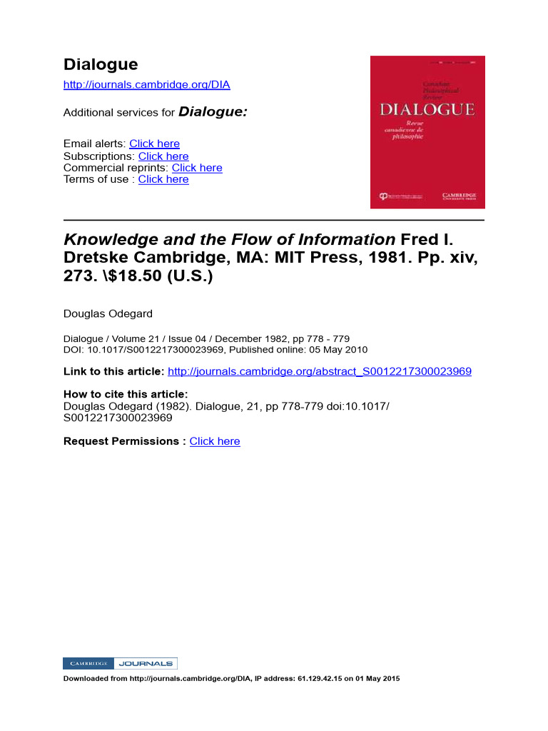 Dretske's Info-Theoretic Epistemology | PDF | Knowledge | Epistemology