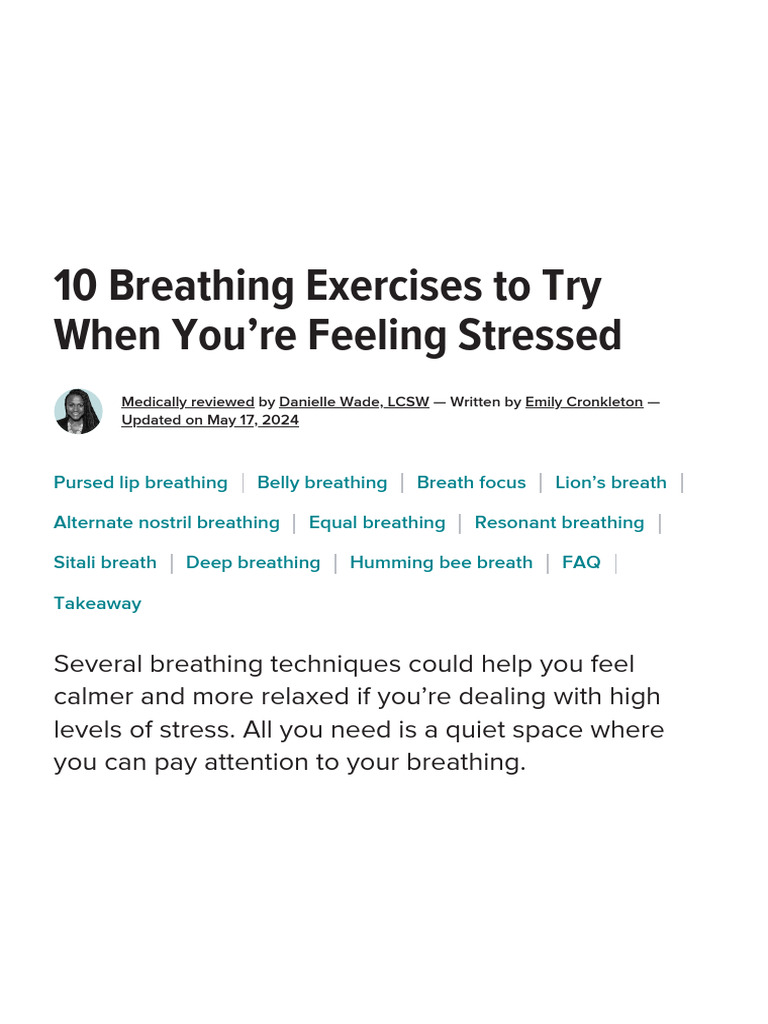 10 Breathing Techniques For Stress Relief - 1727417457556 | PDF ...