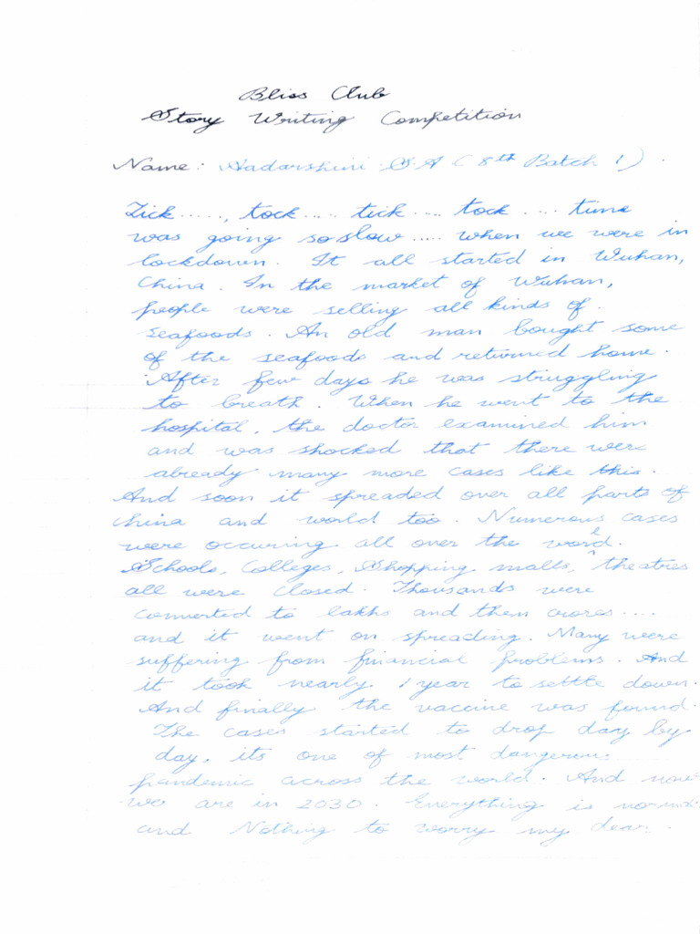 Bliss Club Story Writing | PDF